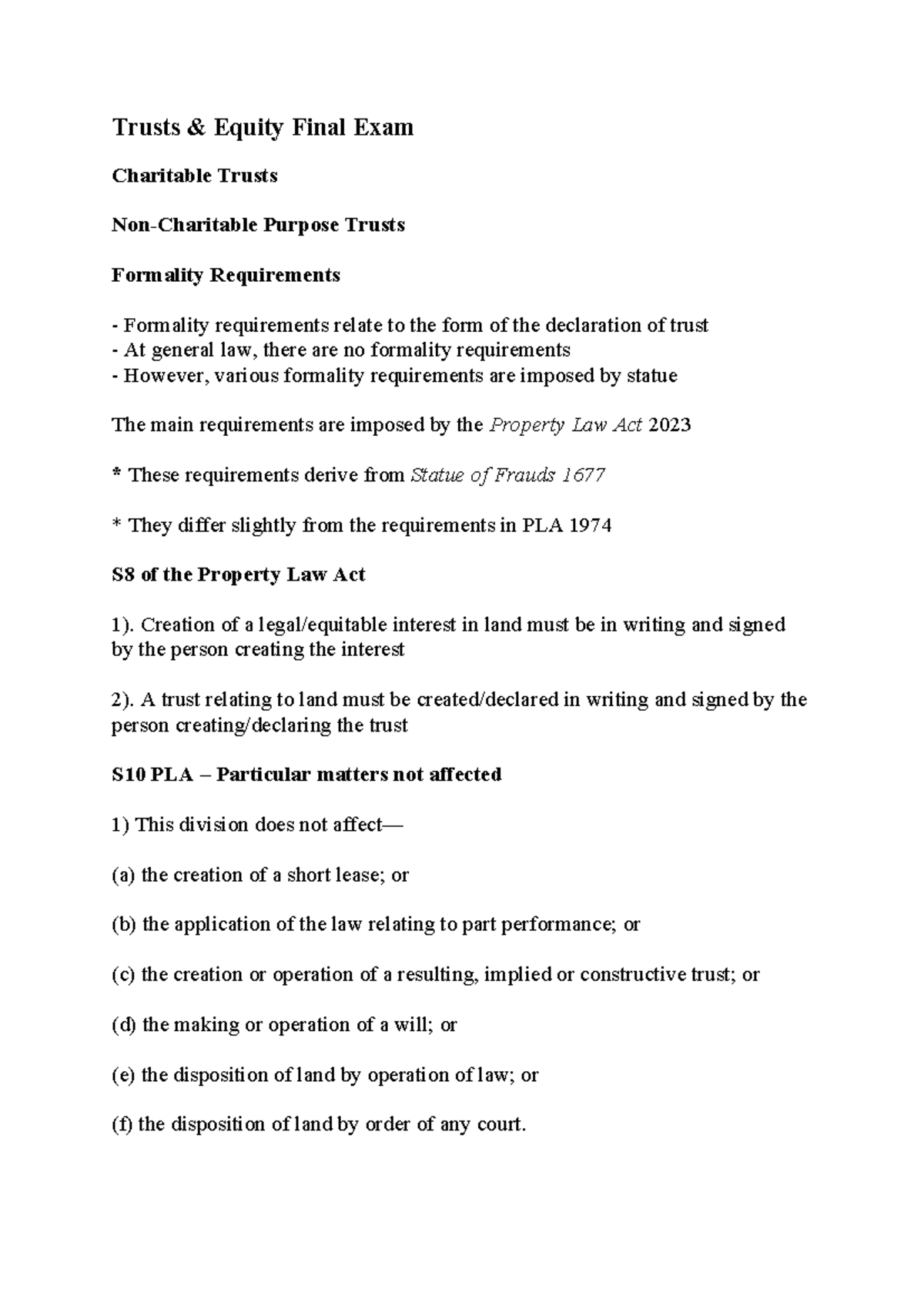 Trusts & Equity FIN 2023 Final Exam Study Guide - Studocu