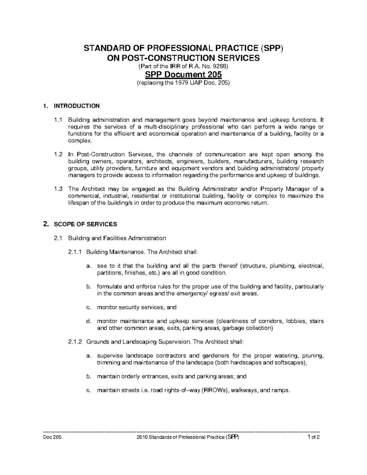 SPP Document 205 - Standards of Professional Practice for Post ...