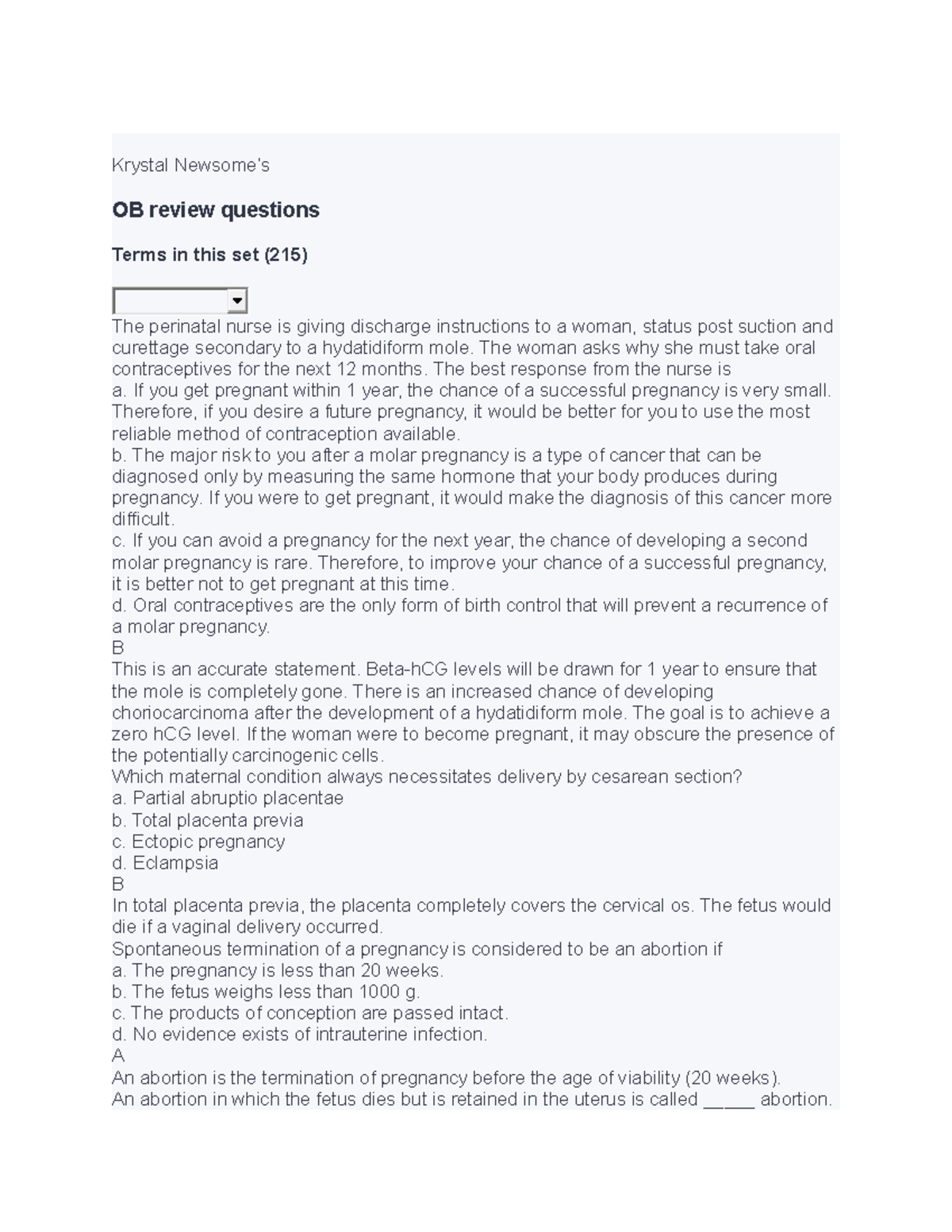 OB Final Exam Quizlet Study Guide: Key Concepts & Questions - Studocu