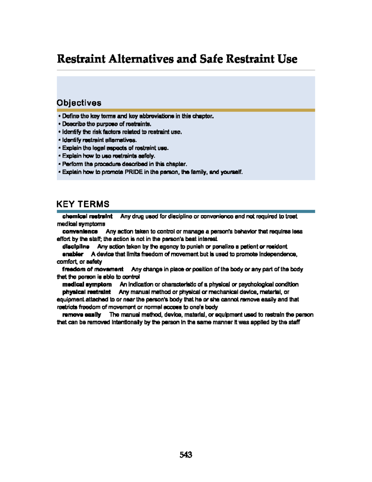 Restraint Alternatives and Safe Use: Key Terms & Guidelines (NUR 543 ...