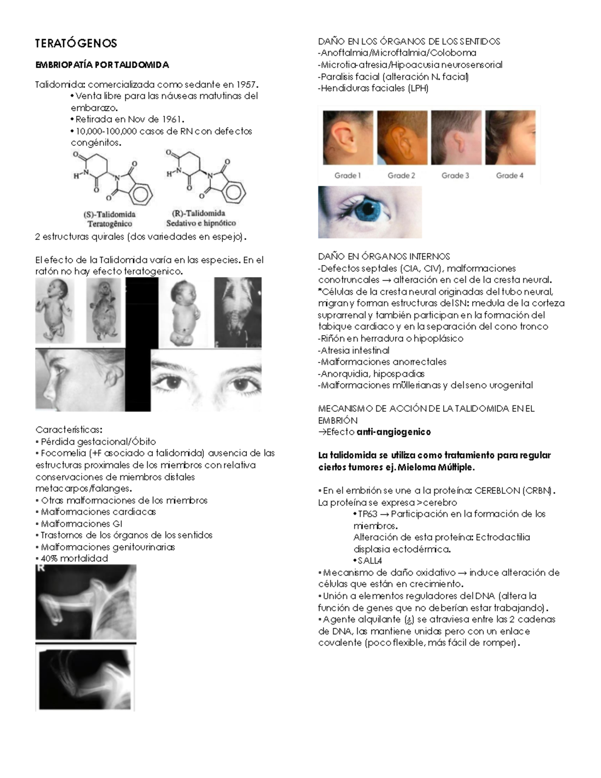 5. Teratógenos: Resumen sobre Talidomida y Complejo TORCH - Studocu