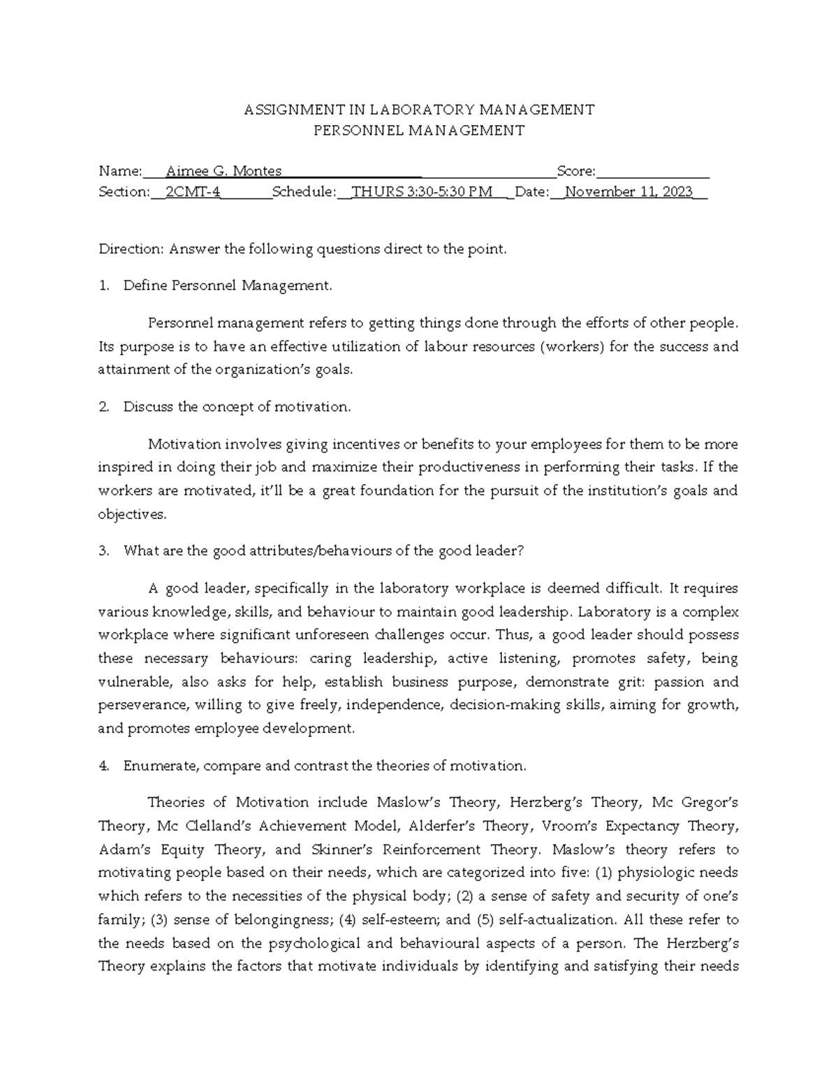 Assignment 2CMT-4: Module 6 Lesson 1 on Personnel Management - Studocu