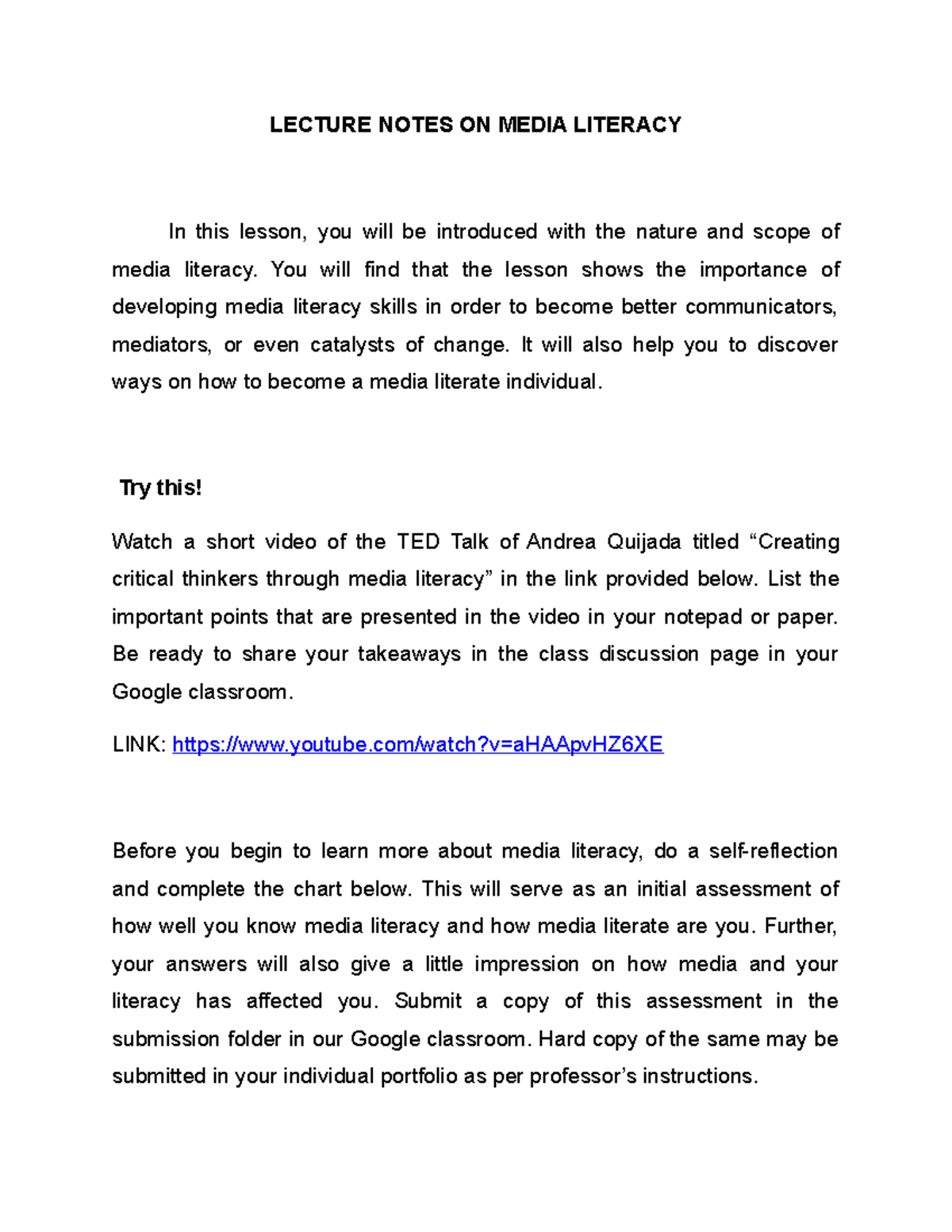 Lecture Notes on Media Literacy (ML 101) - Studocu