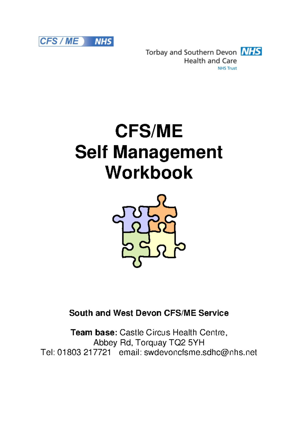 Cfs - Chronic Fatigue Sydnrome - CFS/ME Self Management Workbook South ...