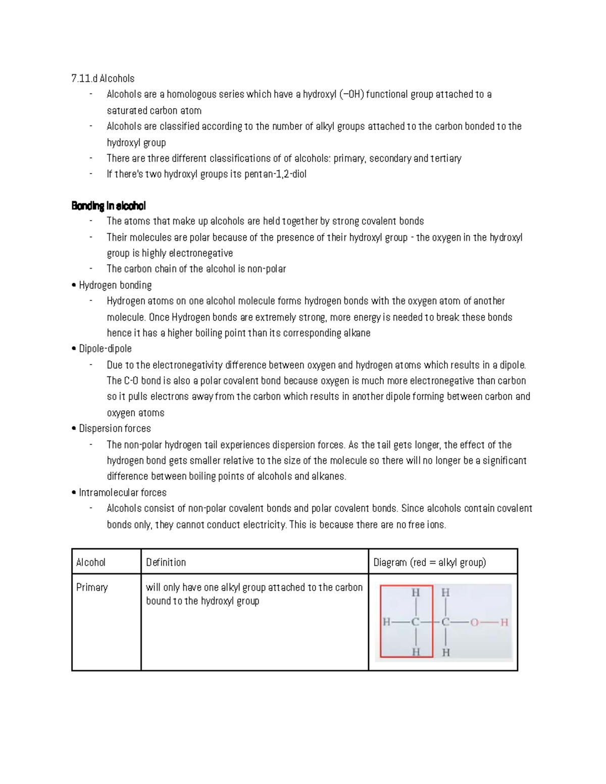 Alcohols: A Comprehensive Depth Study (7.11.d) - Studocu
