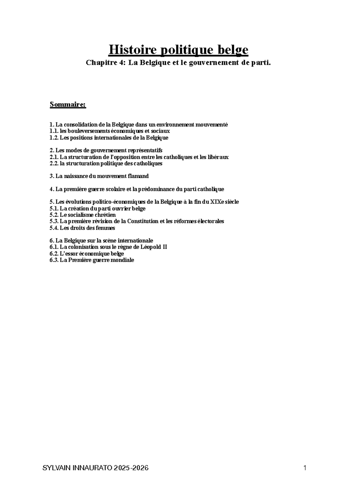 Histoire politique belge - Chapitre 4: La Belgique et le gouvernement ...