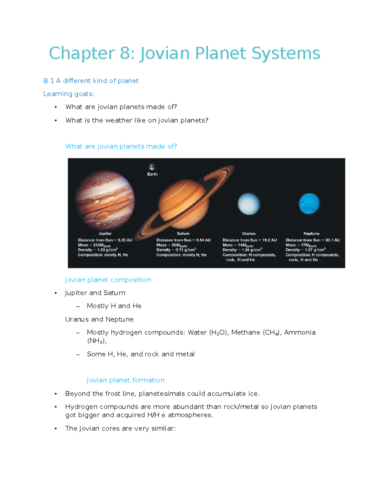 Astronomy 2-13 - Notes with images from class PPT - Chapter 8: Jovian ...