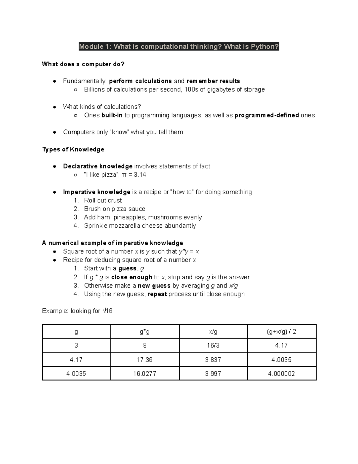 Module 1 - First lecture - Module 1: What is computational thinking ...
