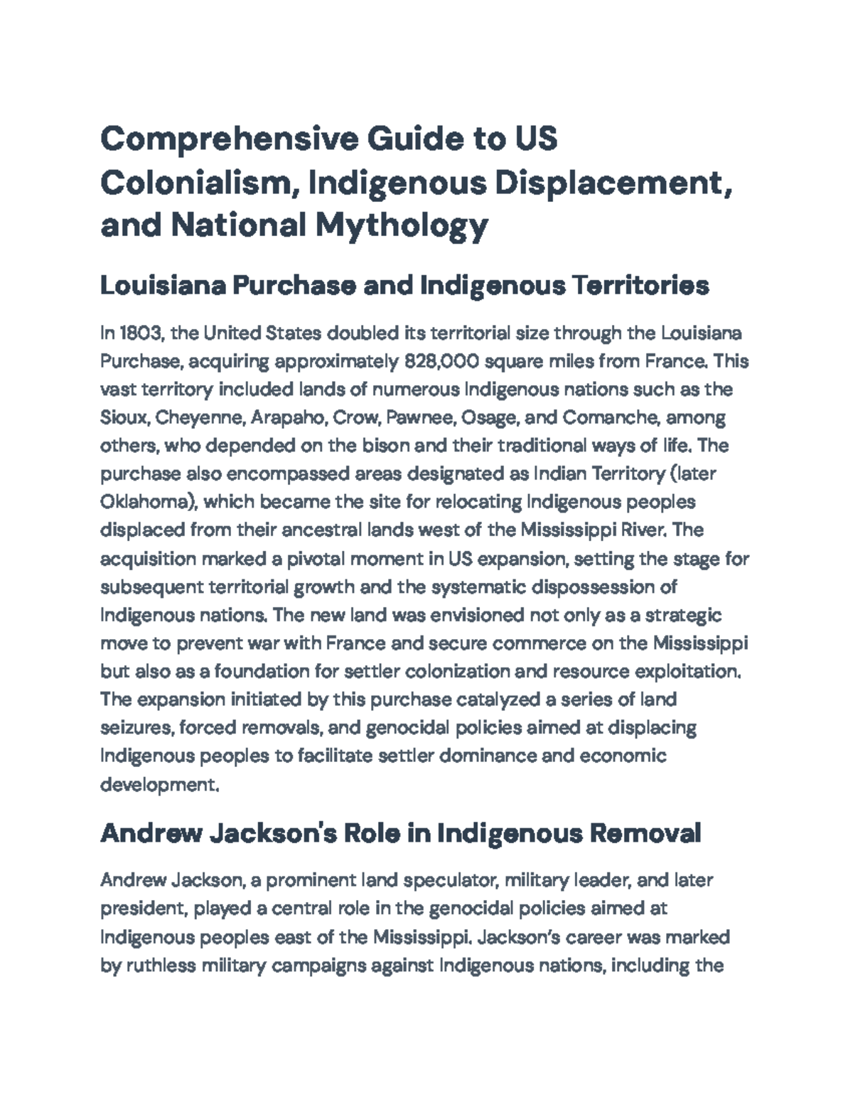 Comprehensive Analysis of U.S. Colonialism & Indigenous Displacement ...