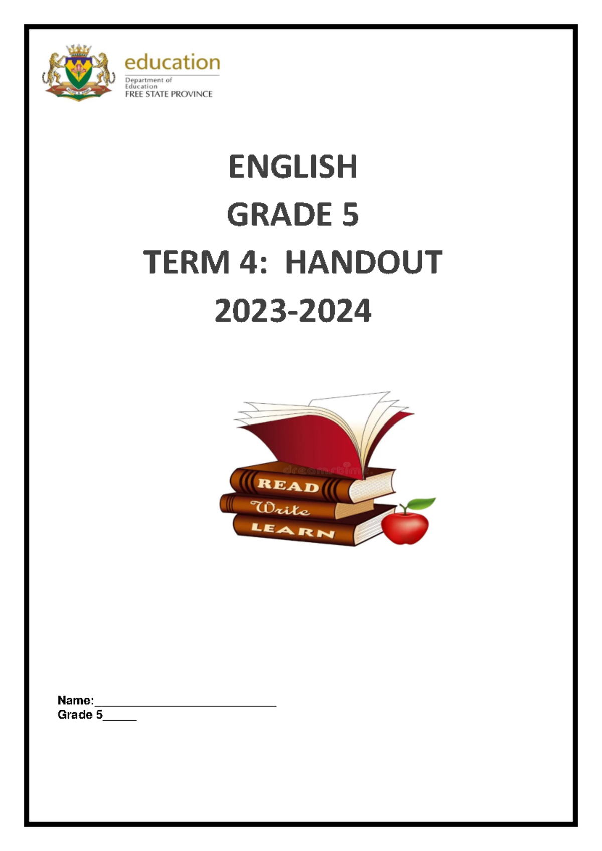 Grade 5 English Handout - Term 4 2023 Overview and Exercises - Studocu