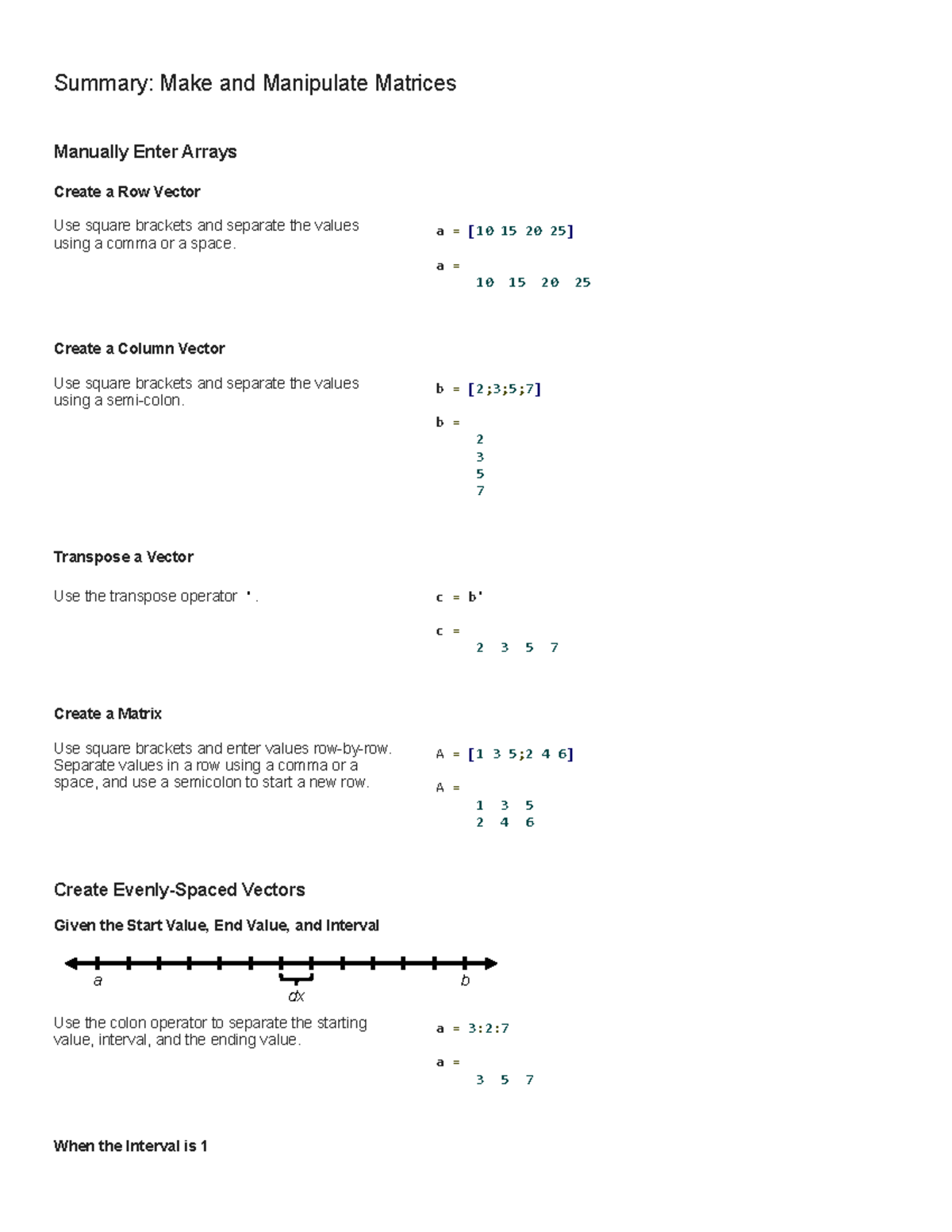 MATLAB 101: Creating & Manipulating Matrices & Arrays - Studocu