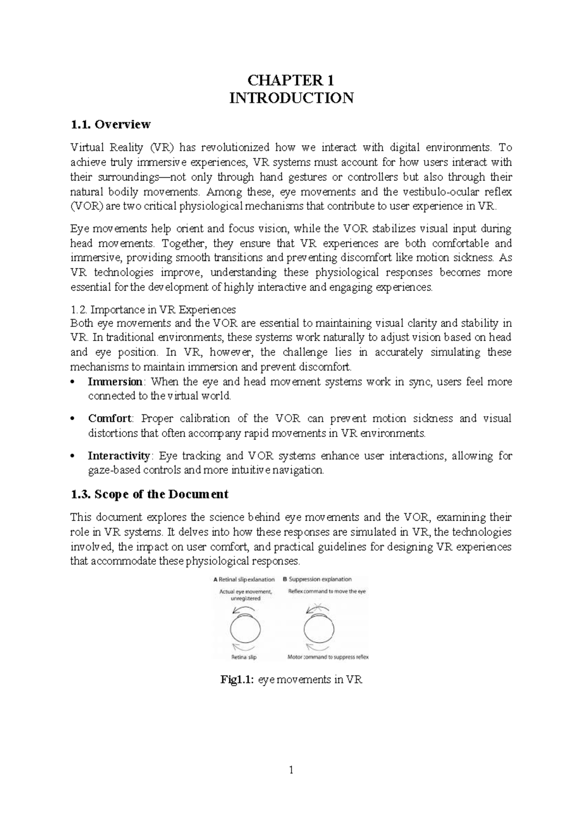 VOR and eye movements in virtual reality: understanding user experience ...