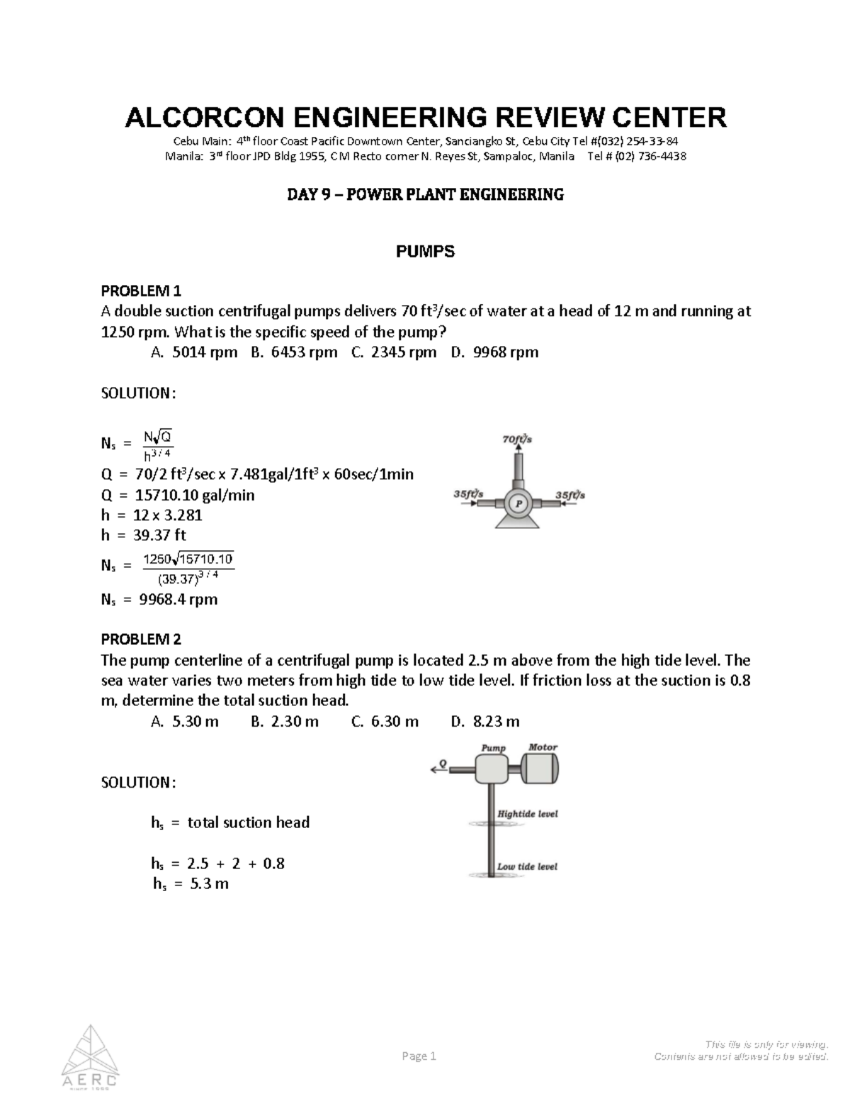 Sample Problems for PPE Day 9: Power Plant Engineering Pumps - Studocu