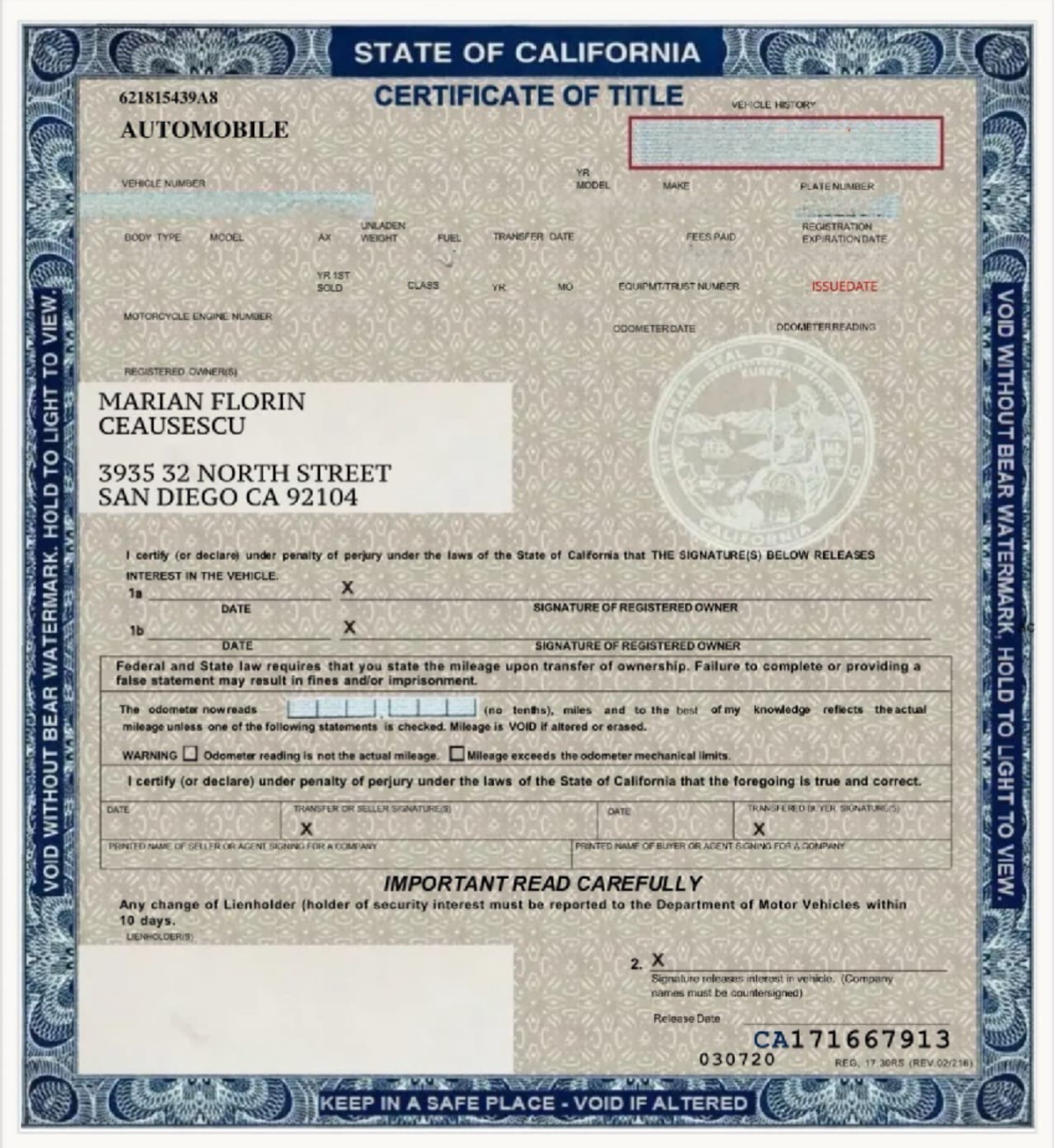 Certificate of Title History for Automobile - YR 1 Model I.Mallen - Studocu