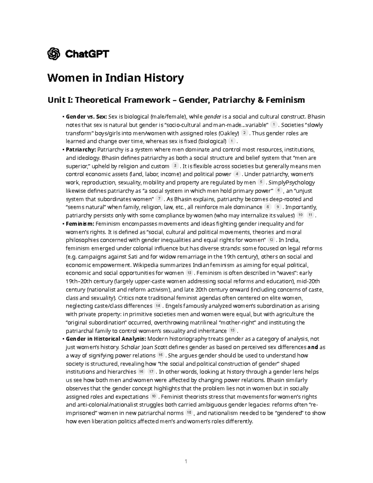 Women in Indian History: Theoretical Framework and Patriarchy - Studocu