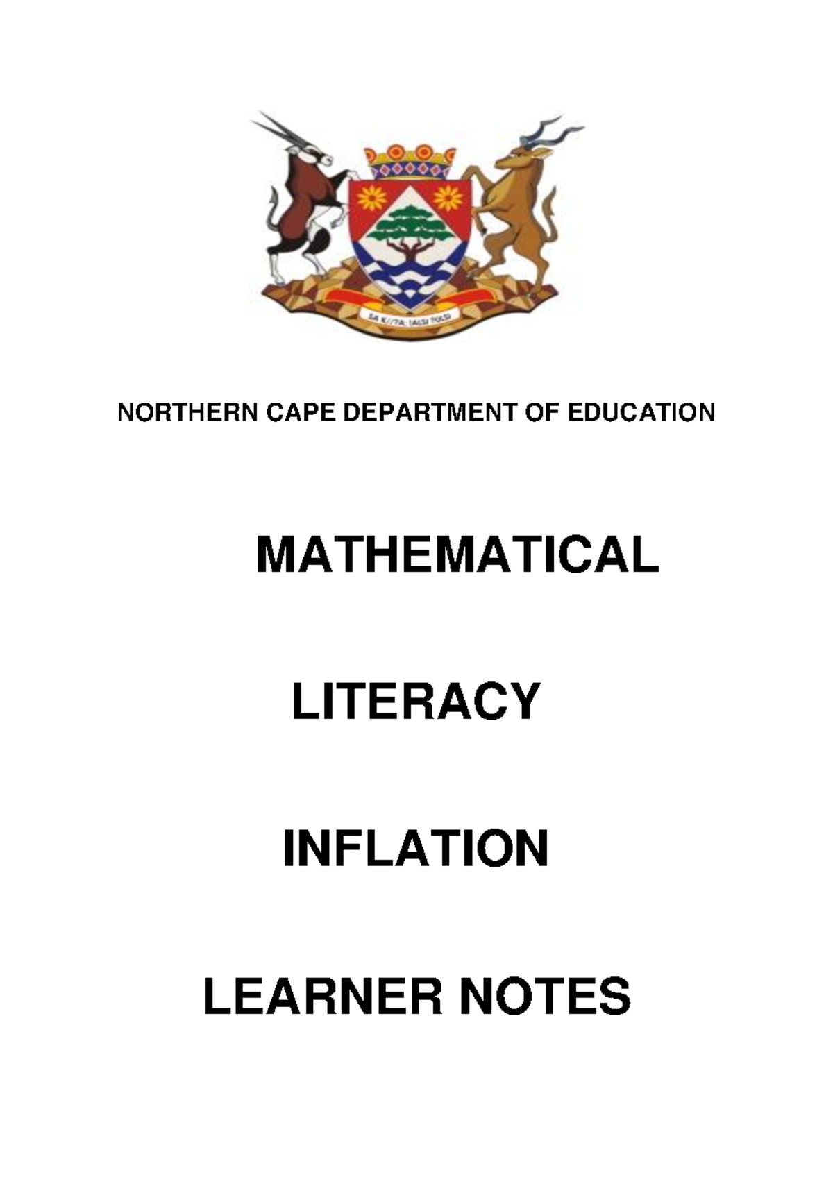 Mathematical Literacy: Inflation Learner Notes (Sample Exam) - Studocu