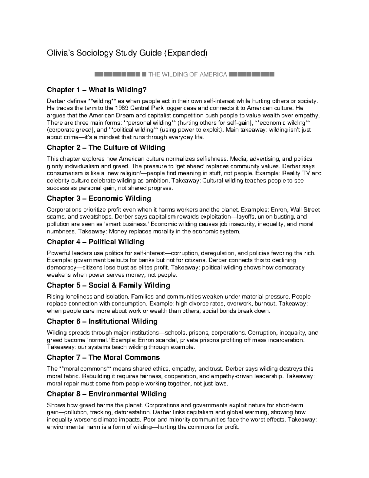 Sociology Study Guide (SOC101): Insights on Wilding in America - Studocu