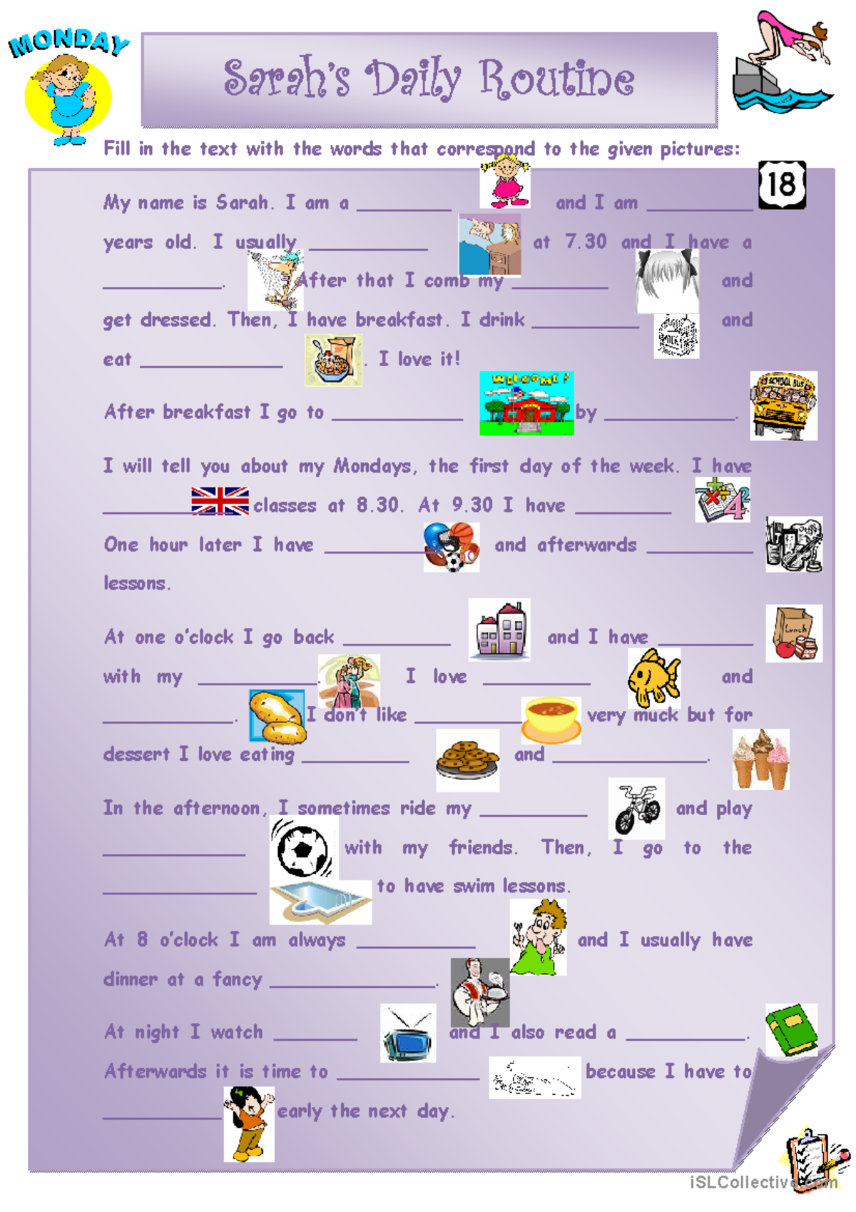 Daily Routine Practice: Fill in the Blanks with Pictures - Studocu