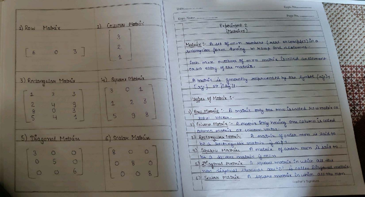 Matrix Types and Operations: A Comprehensive Guide (MATH101) - Studocu