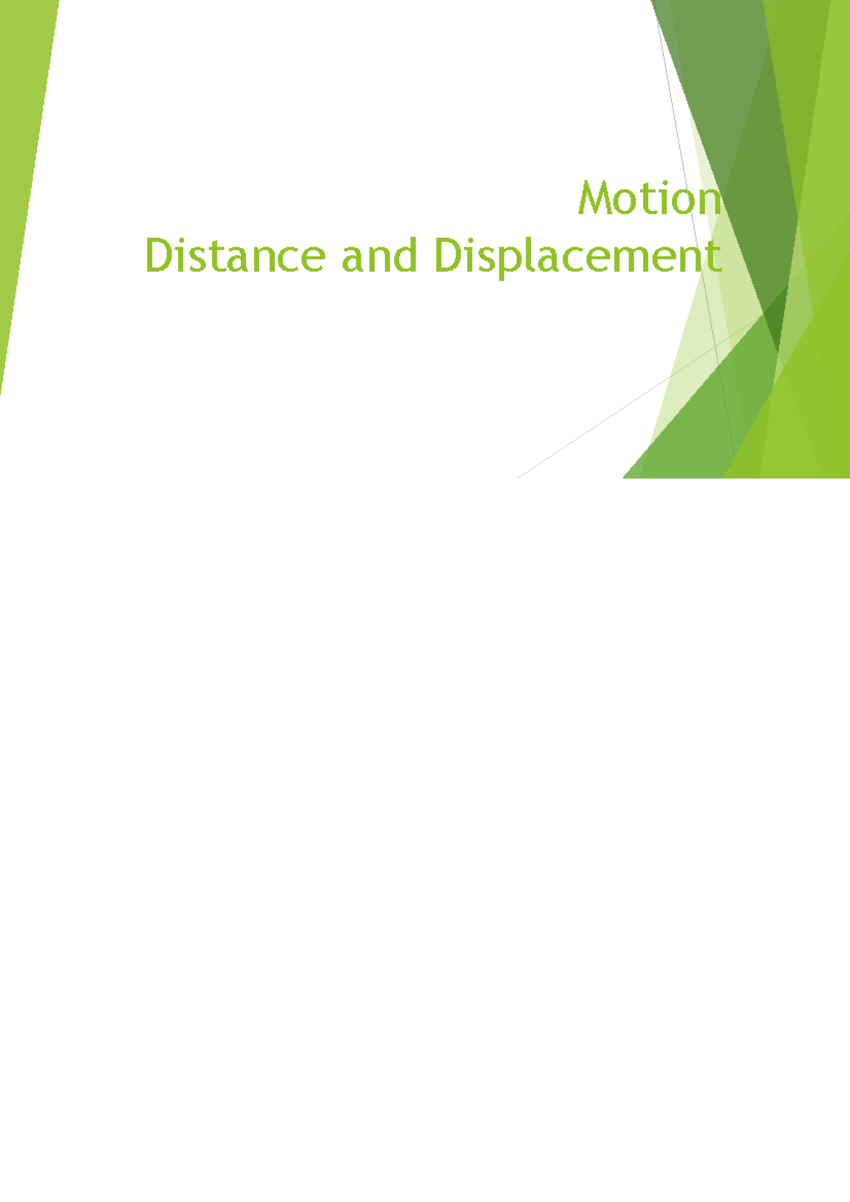Motion notes for preparation for compition - Motion Distance and ...