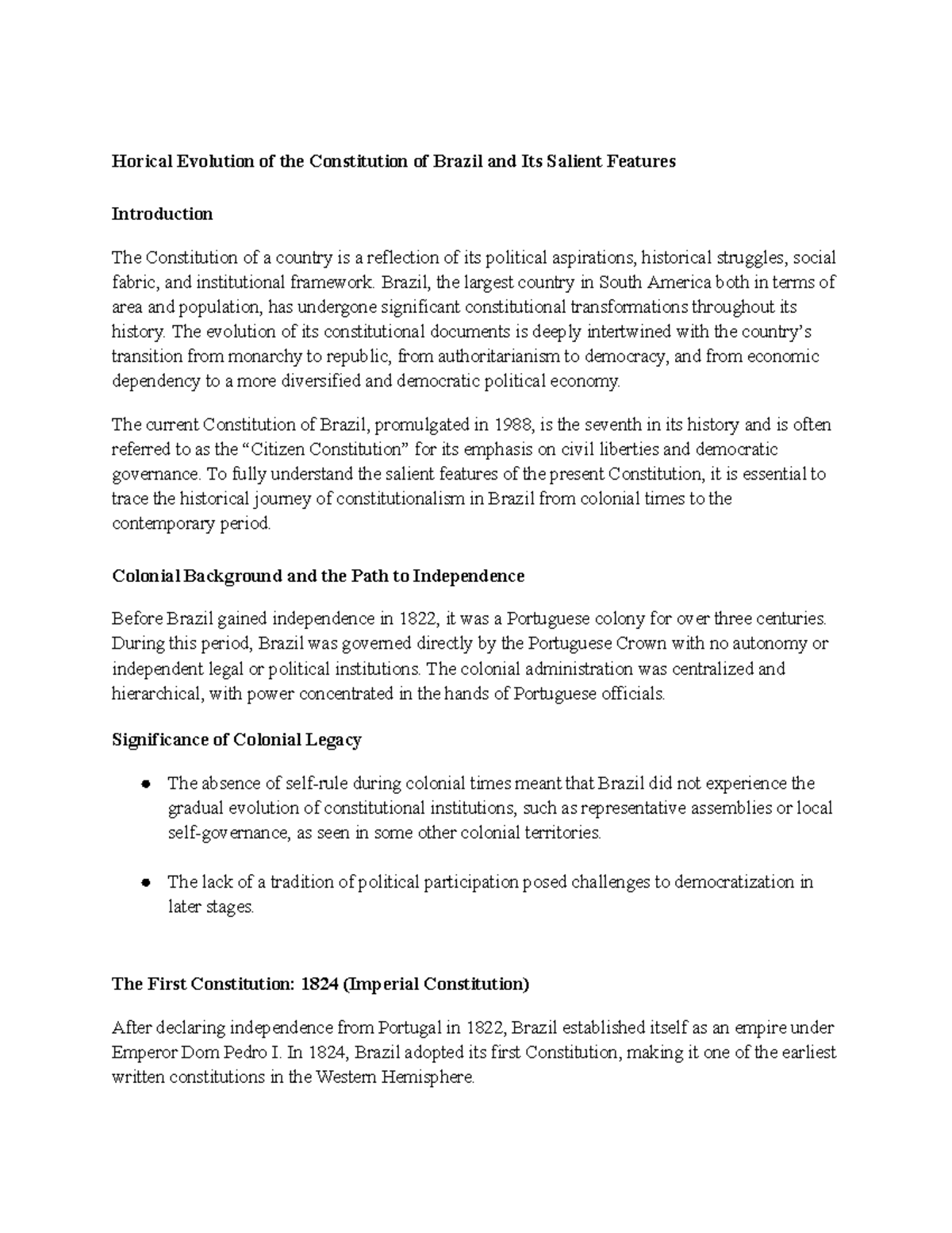 Evolution of the Constitution of Brazil: Key Features & Historical ...