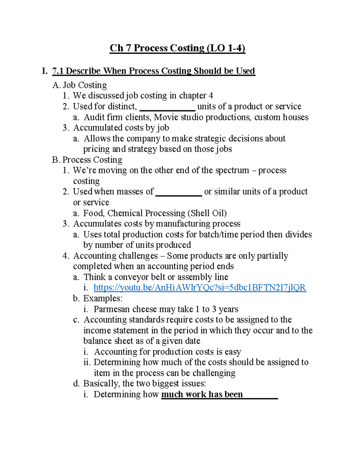 Process Costing: WA & FIFO Methods Overview for Ch 7 Analysis - Studocu