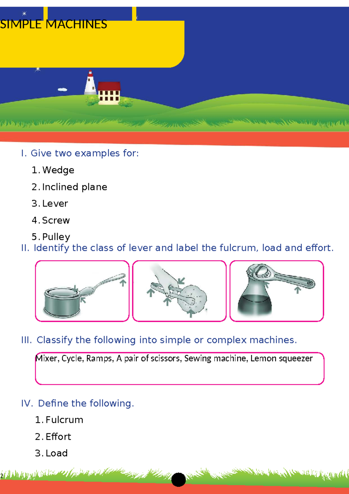 SIMPLE MACHINES I: Examples, Classifications, and Definitions - Studocu