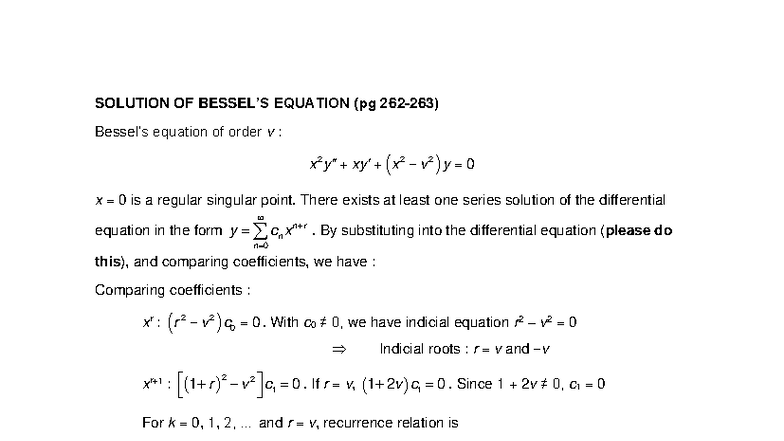 MAT578 Final Exam Solutions: Bessel Equation Analysis - Studocu