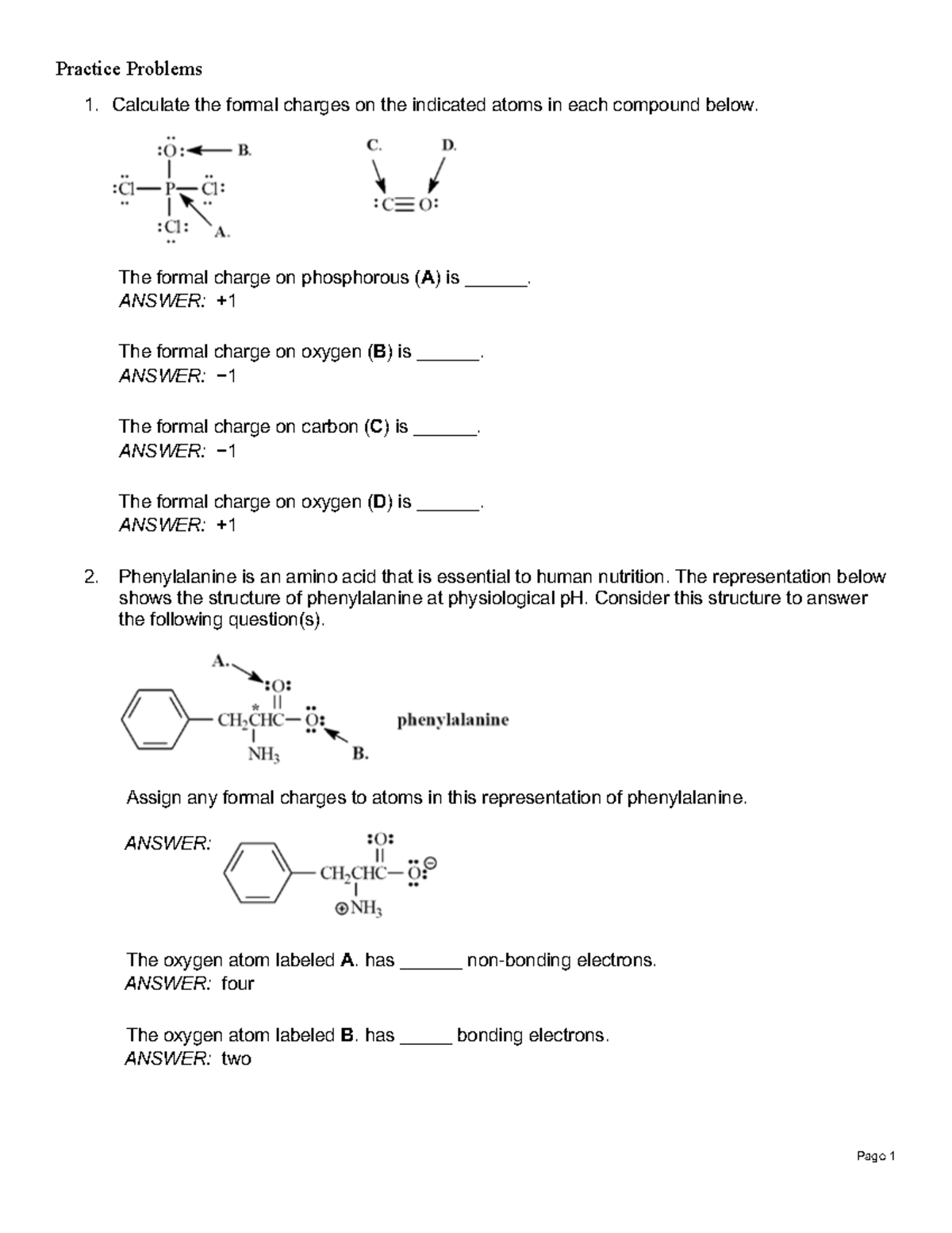 Chemistry Practice Problems: Finding Formal Charges & Polarity - Studocu