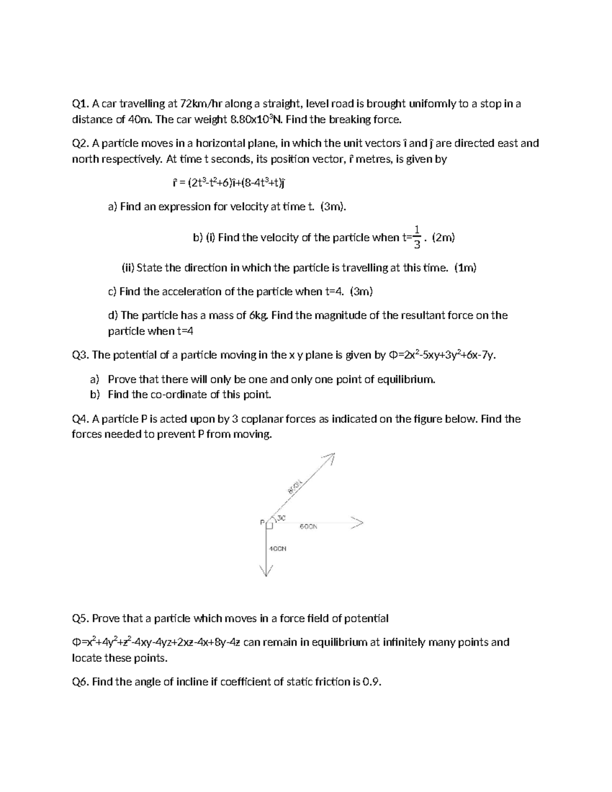 Physics Assignment Q1-Q10: Forces, Motion & Work Analysis - Studocu