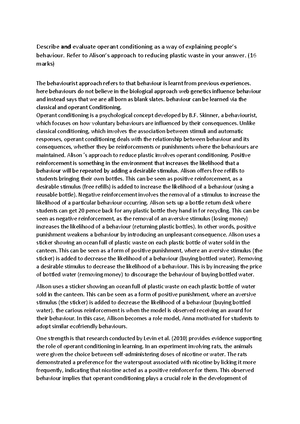 Behaviourist 16 marker - Approaches in psychology 16 mark essays ...