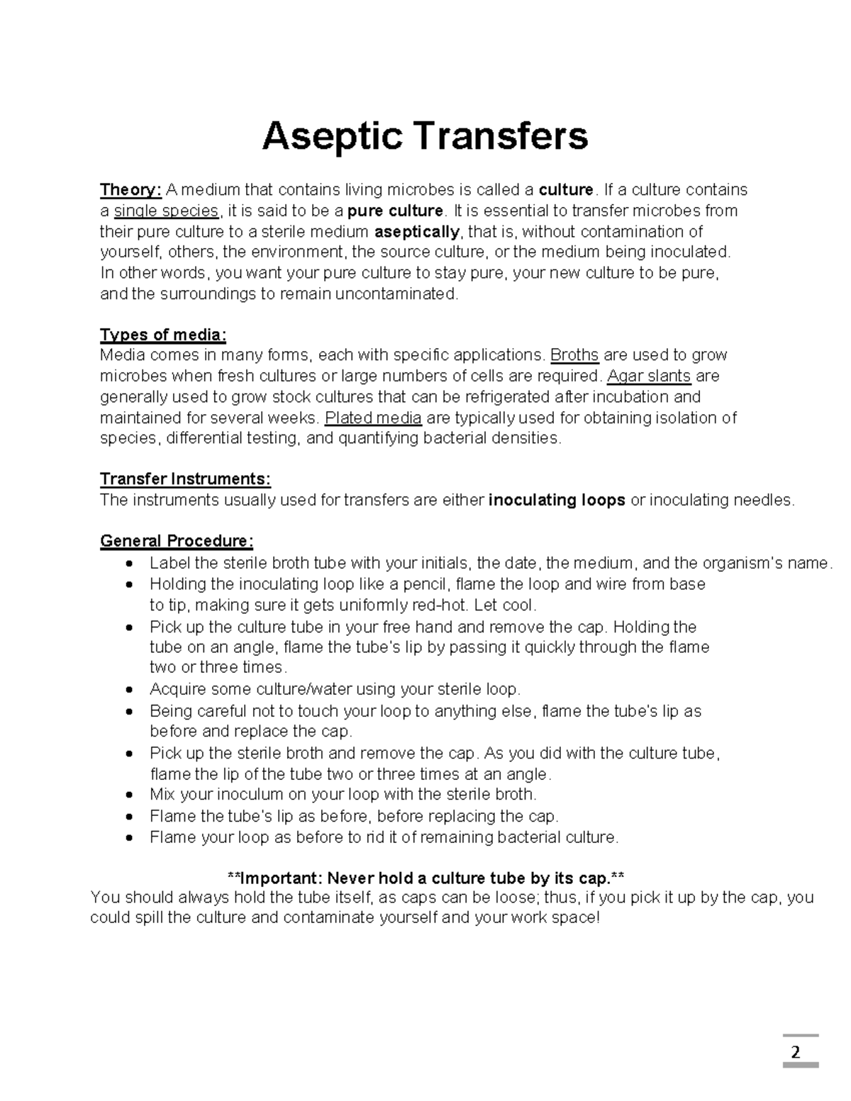Aseptic Transfer Techniques for Microbial Cultures: Key Procedures ...