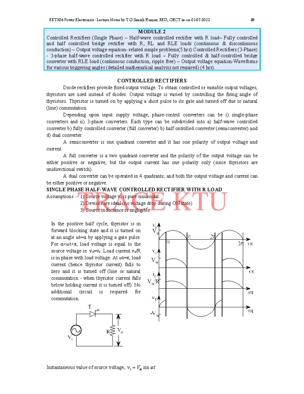 EET306 Power Electronics Lecture Notes: Module 2 - Controlled ...