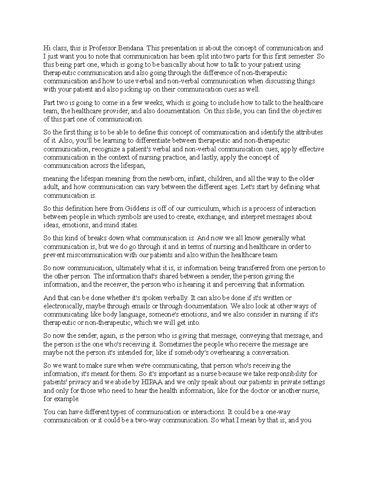 Therapeutic Communication in Nursing Practice: Techniques & Strategies (NUR 101) - Studocu