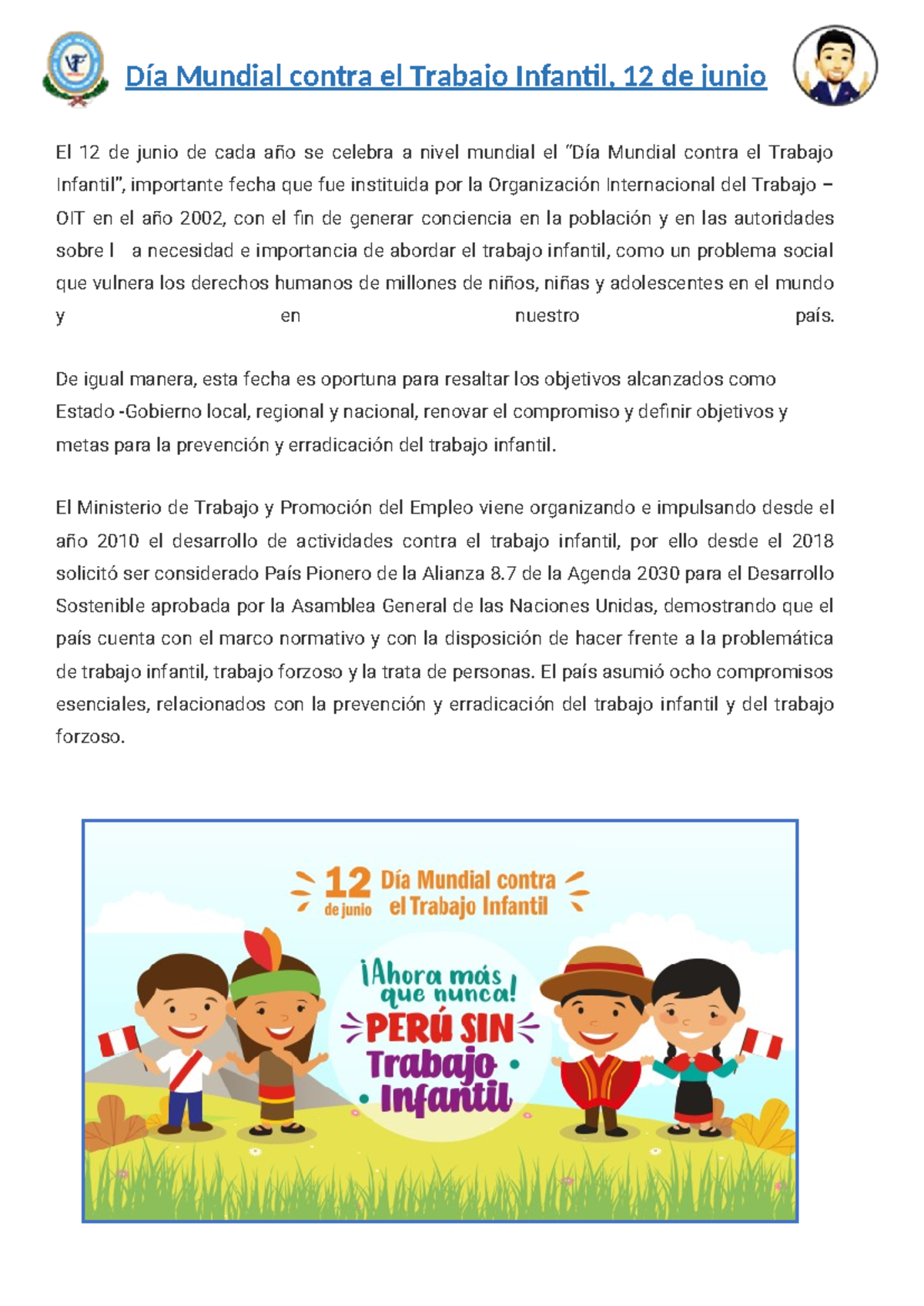 Día Mundial contra el Trabajo Infantil: Conciencia y Acción - Studocu