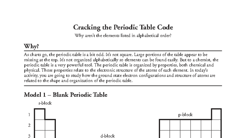 Cracking the Periodic Table Code: Understanding Element Organization in ...