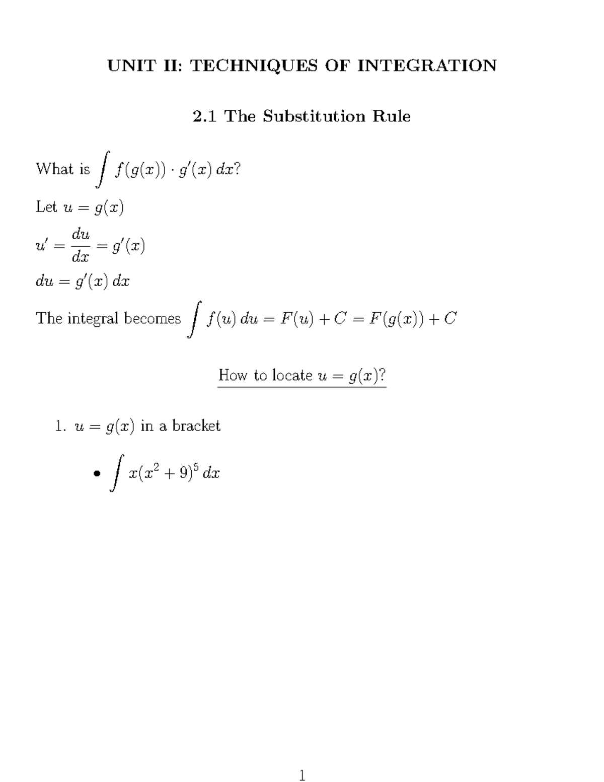 M1001-Unit2(F23) - notes for unit 2 - UNIT II: TECHNIQUES OF ...