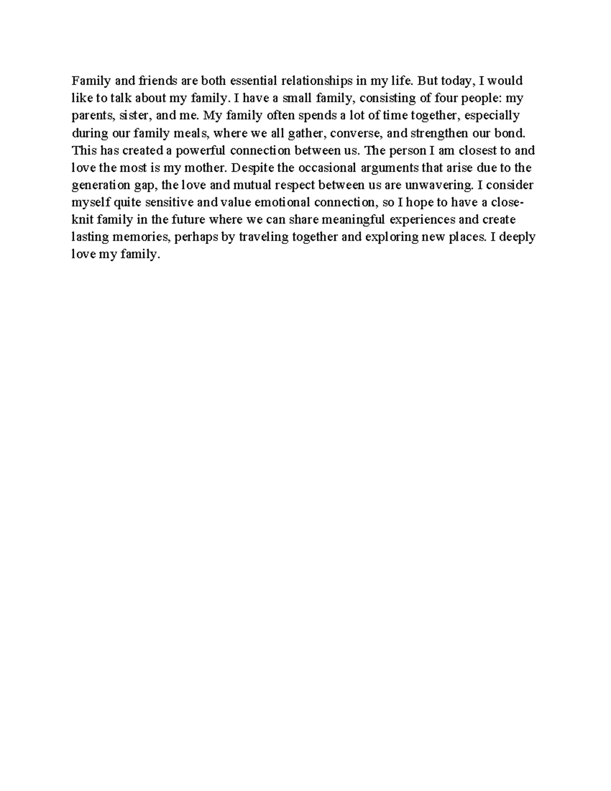 Family Bonds: A Reflection on My Relationships - Speaking Test - Studocu