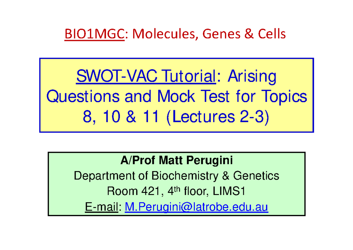 BIO1MGC 2015: Practice Exam Questions & SWOT-VAC Mock Test - Studocu
