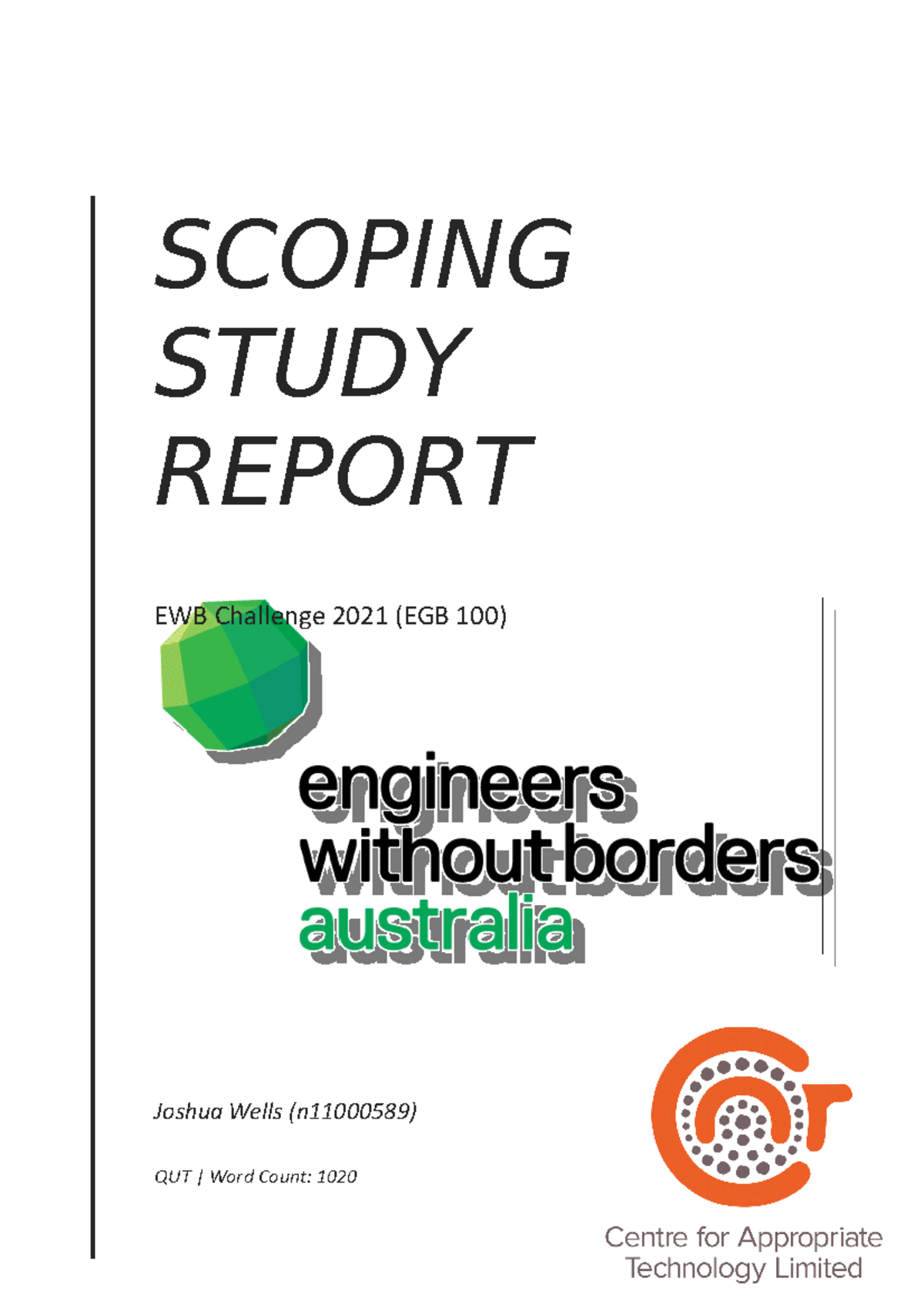 EGB 100 Scoping report study - Joshua Wells (n11000589) QUT | Word ...