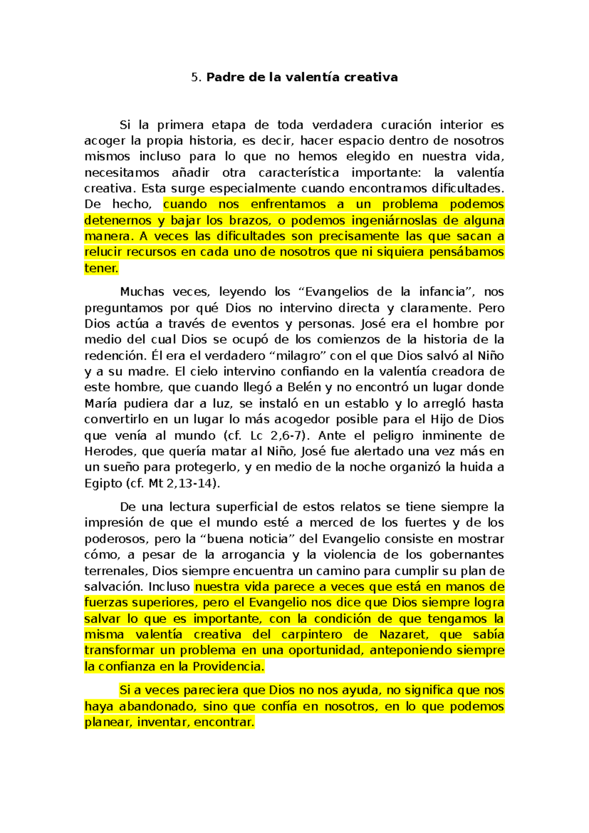 Valentía creativa en la historia de la redención - Reflexiones - Studocu