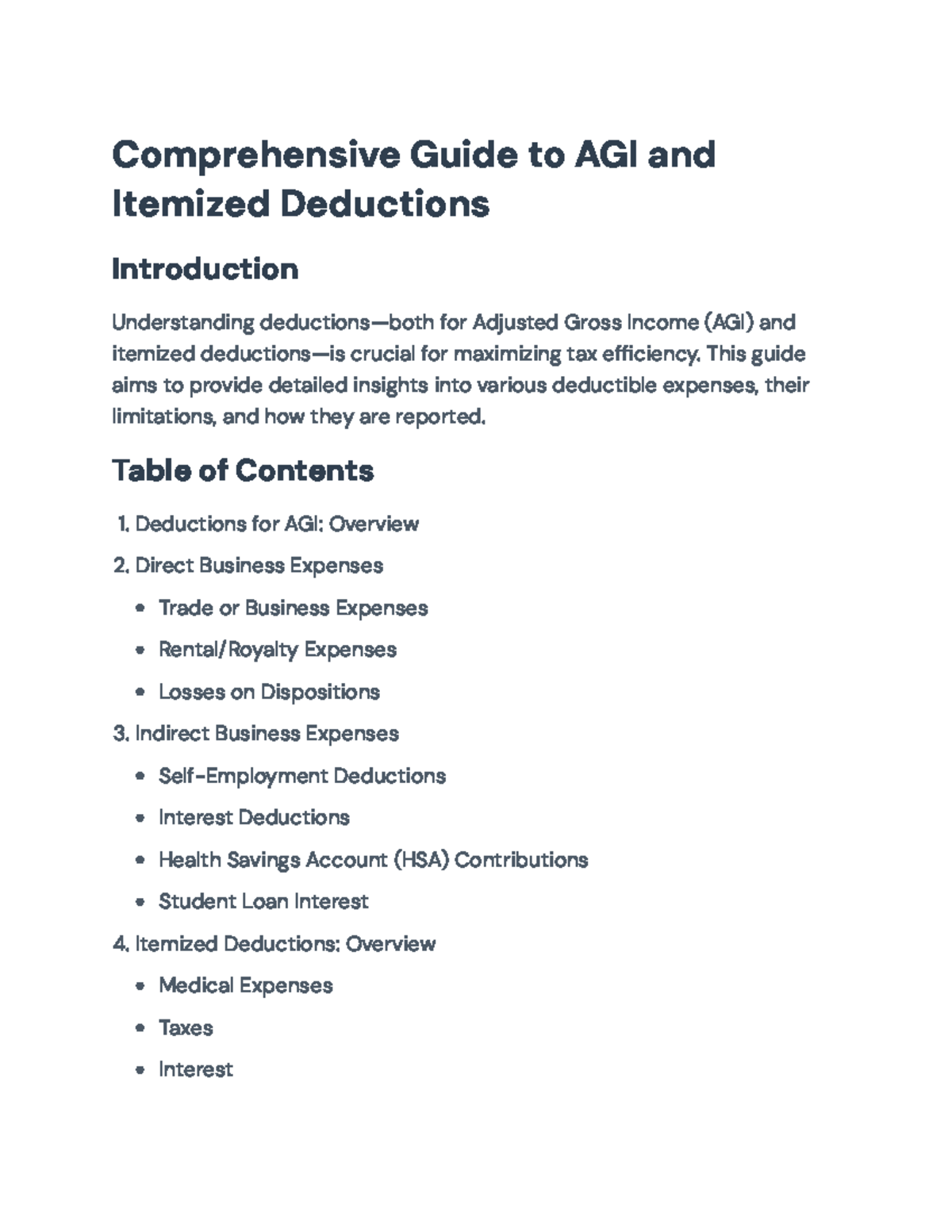 Comprehensive Guide to AGI and Itemized Deductions for Tax Efficiency ...