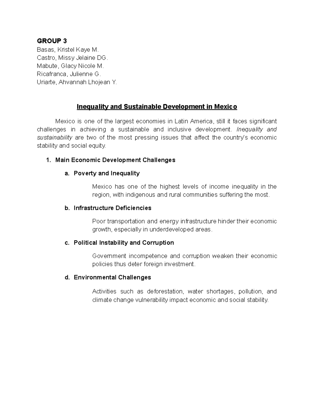BSA1C Group 3 Case Study: Inequality & Sustainable Development in ...