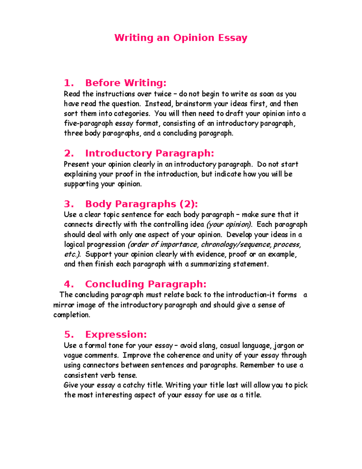 Writing Guidelines for an Opinion Essay: Tips & Techniques - Studocu