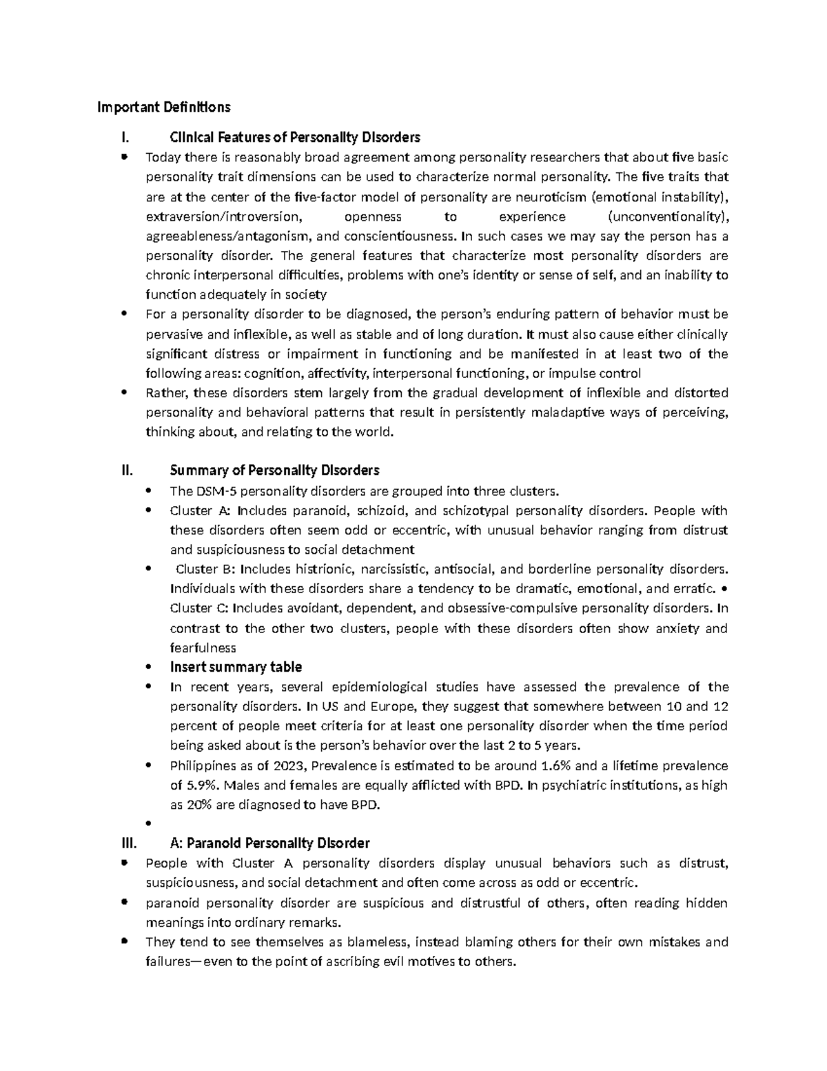 Chapter 10 Personality Disorders: Key Concepts and Insights - Studocu