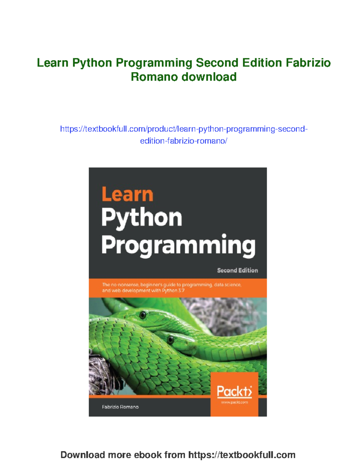 Learn Python Programming 2nd Ed. by Fabrizio Romano - Download Now! - Studocu