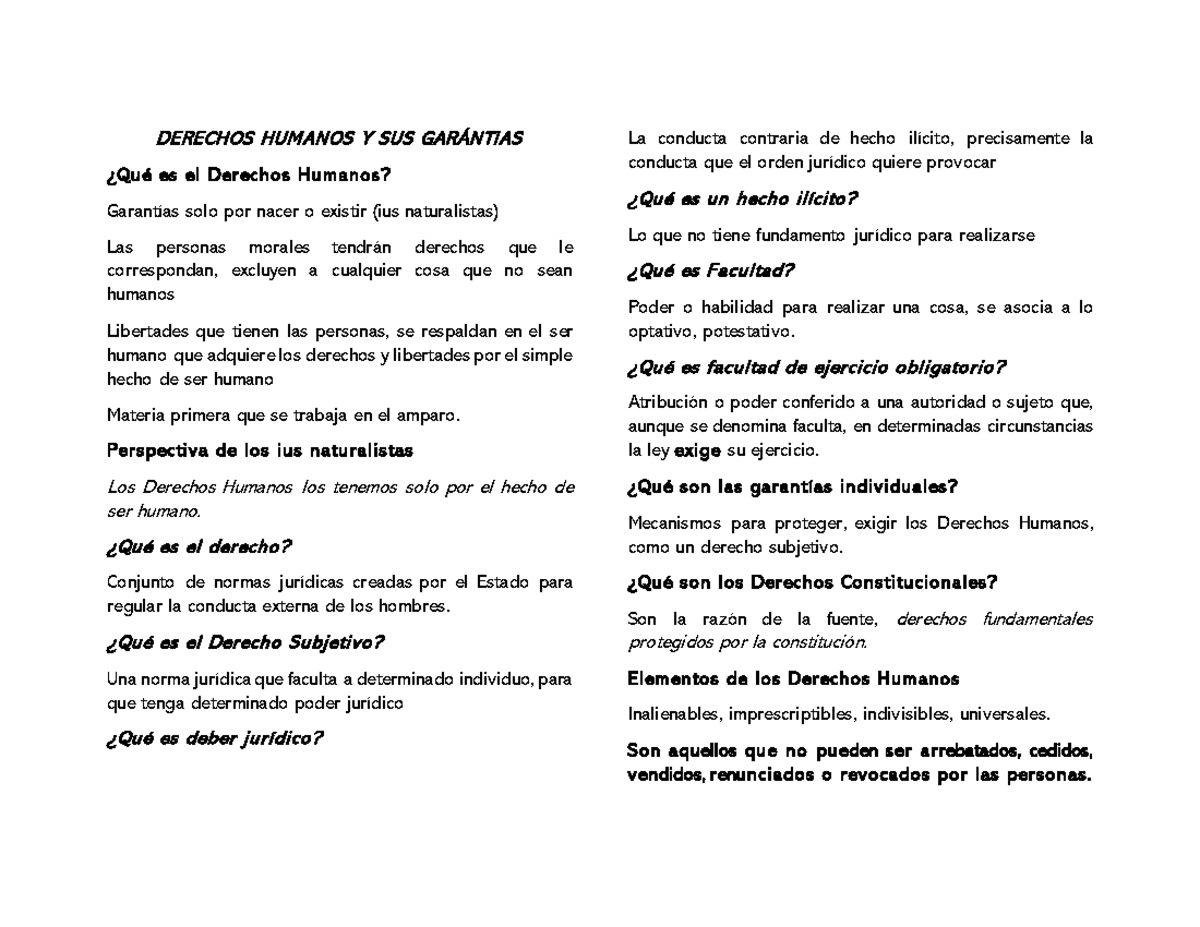 Derechos Humanos 101 - Guía de Repaso para Estudiantes - Studocu