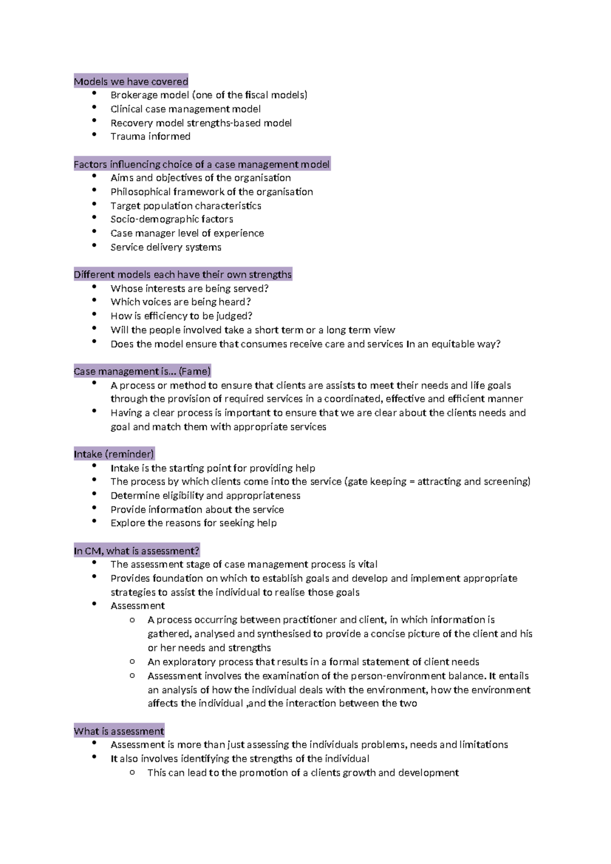 2012 WK8 Lecture Notes: Case Management Models and Assessment ...