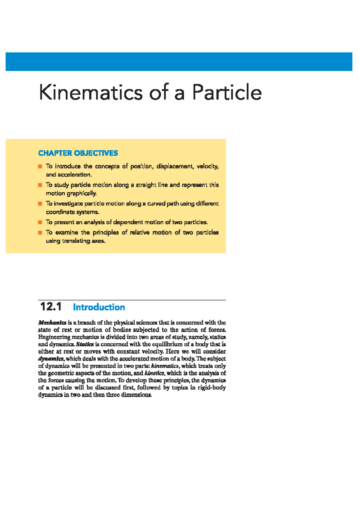 Dynamics RC Hibbeler 14th Edition - Chapter 12: Kinematics of a ...