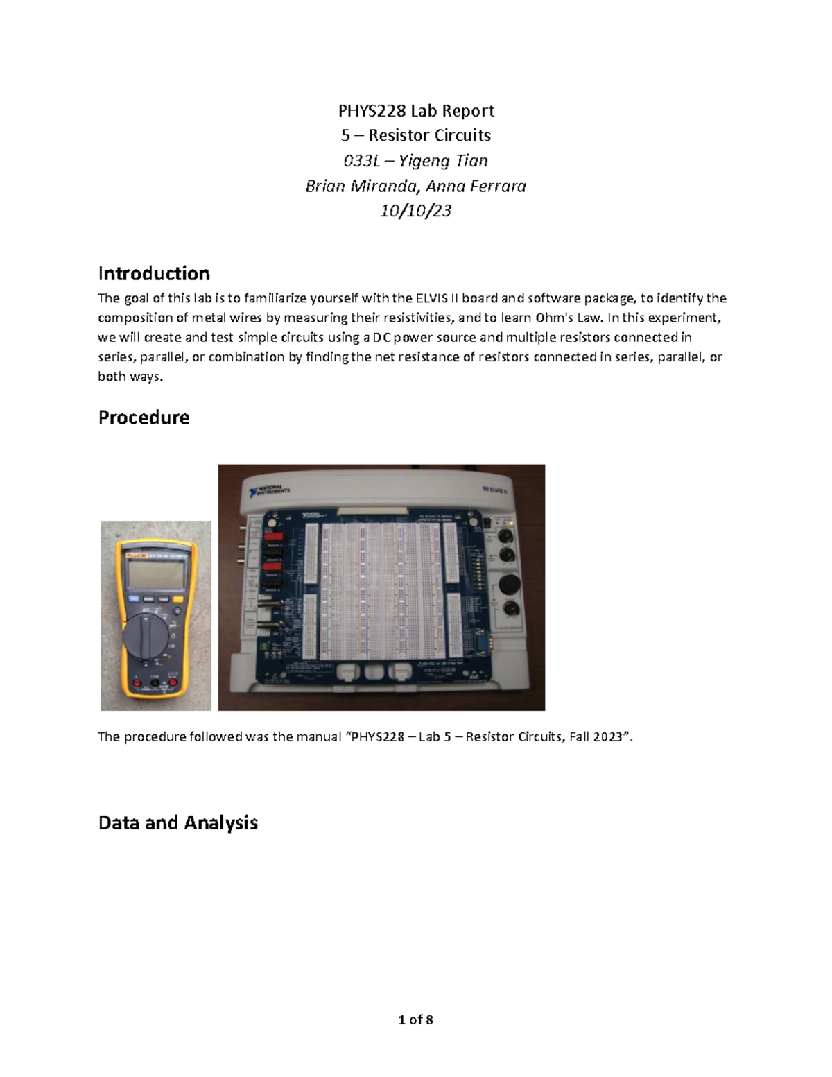 PHYS228 Lab Report: Exploring Resistor Circuits and Ohm's Law - Studocu